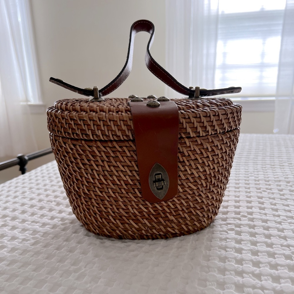 Rattan And Leather Handbag - Gem